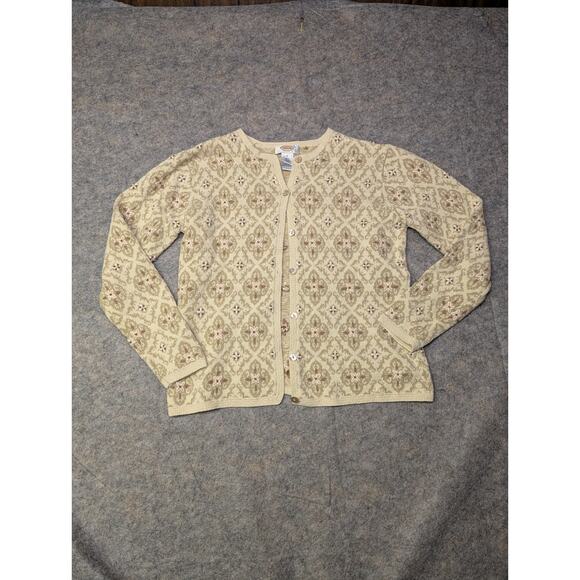 Talbots | Sweaters | Vintage Talbots Tan Floral Pattern Button Front ...